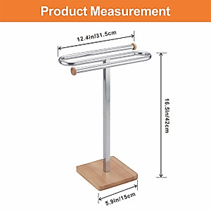 ZCDCP Hand Towel Holder Stand, S-Shape Countertop Towel Stand with Wood Base Freestanding Towel Rack for Bathroom