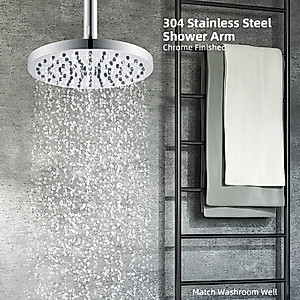 Hibbent All Metal Ceiling Mounted Shower Arm, 4 Inch Shower Head Extension Arm with Flange, Stainless Steel Straight Shower Arm For High Pressure Rain Shower Head, Shower Head Extender, Chrome