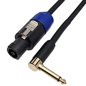 CESS-133-6f Right-Angle 6.35mm 1/4 Inch TS Plug to Speakon Plug Speaker Cable, 2 Channel, Durable Heat-Shrink Protected Metal Housing (6 Feet)