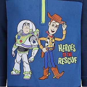 Disney Toy Story Boys Half Zip Up Hoodie for Toddler and Little Kids – Blue/Navy