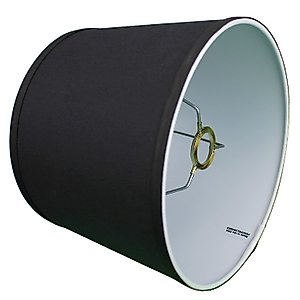 FenchelShades.com Drum Lampshade 9" Top Diameter x 10" Bottom Diameter x 7.5" Slant Height with 6" Drop Slip Uno Attachment (Linen Black)