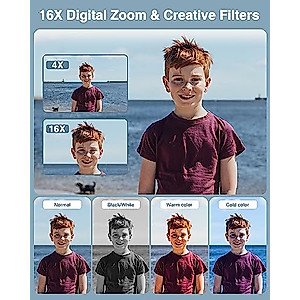 Digital Camera, FHD 1080P Kids Camera with 32GB Card, 2 Batteries, Lanyard, 16X Zoom Anti Shake, 44MP Compact Portable Small Point and Shoot Cameras Gift for Kid Student Children Teens Girl Boy(Black)