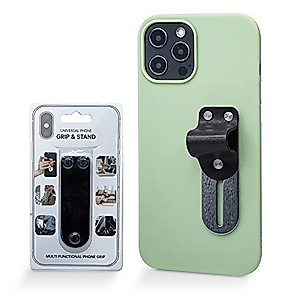 Phone Strap Grip Holder Finger [KN FLAX] Cell Phone Grip Telescopic Phone Finger Strap Stand Universal Finger Kickstand for Most Smartphones (Black)