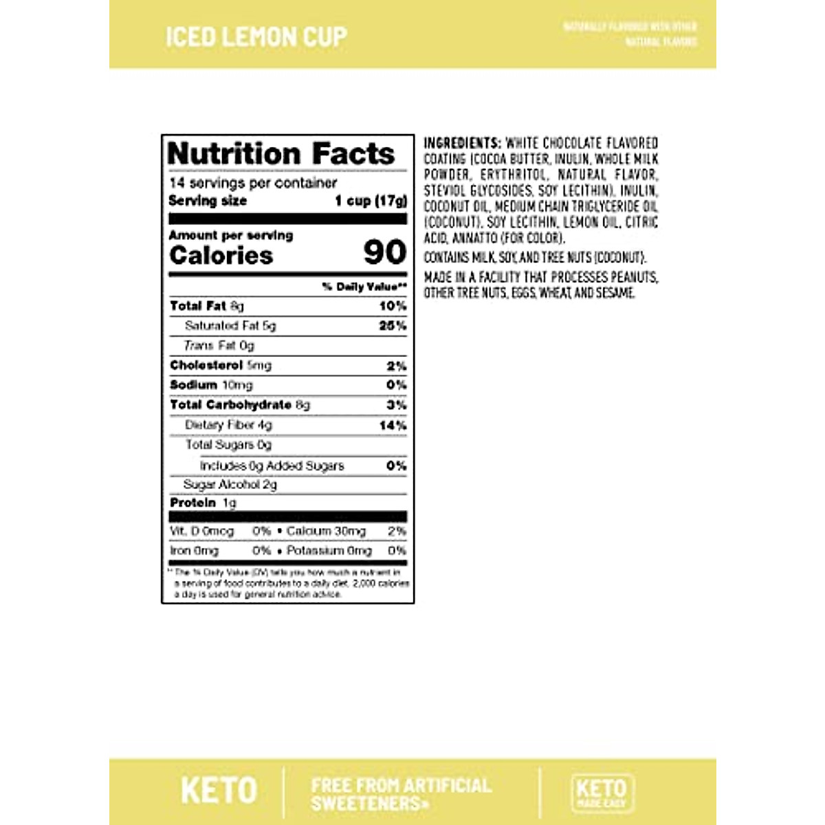 SlimFast Low Carb Snacks, Keto Friendly for Weight Loss with 0g Added Sugar & 4g Fiber, Iced Lemon Drop Cup, 14 Count Box (Packaging May Vary)