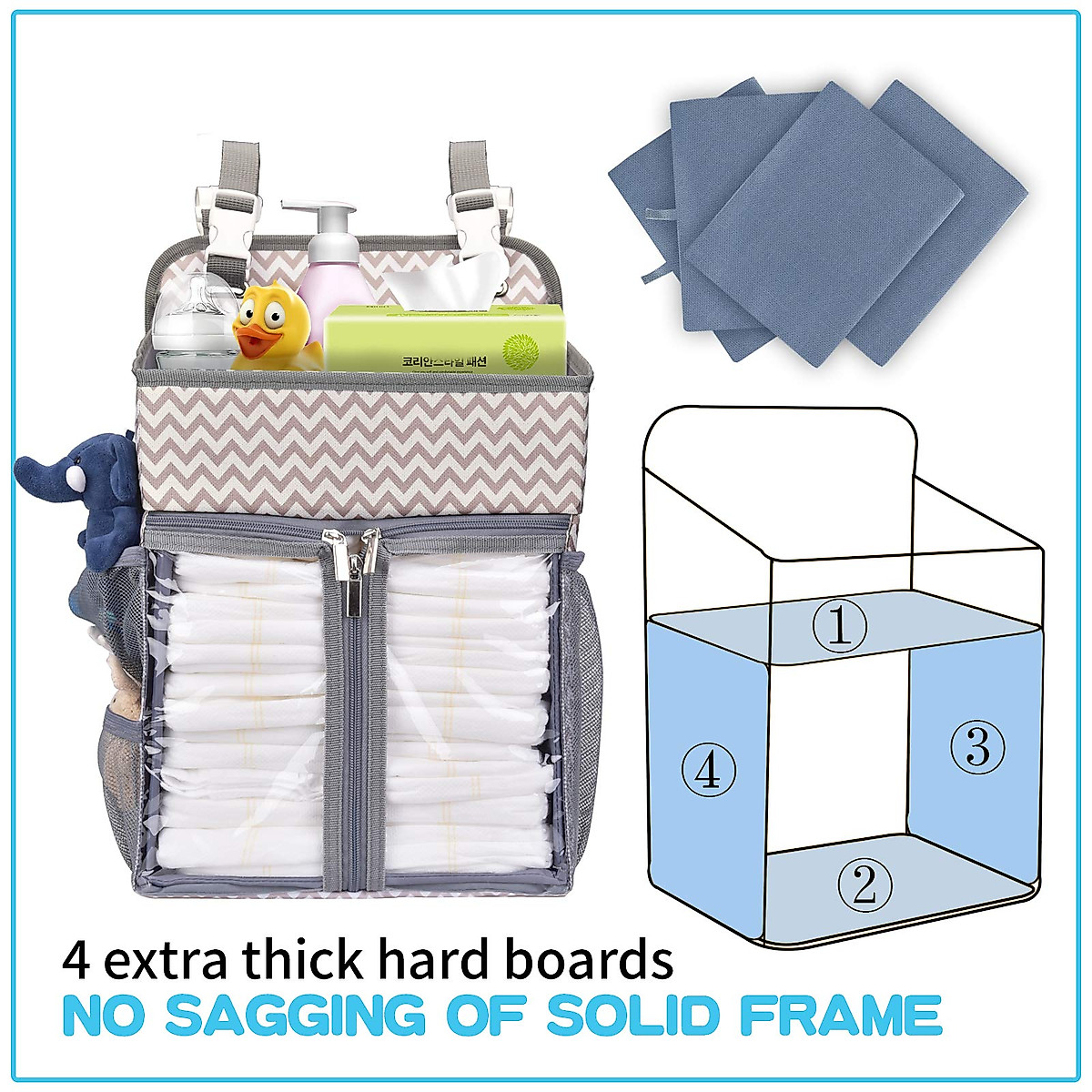 BAGLHER Hanging Diaper Organizer,Baby Diaper Organizer is Suitable for Hanging on Diaper Table,Nursery, and All Cribs.Baby Supplies Storage Diaper Rack,Diaper Stacker.