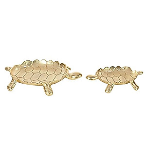 Deco 79 68987 Aluminum Turtle Dishes (Set of 2), Gold