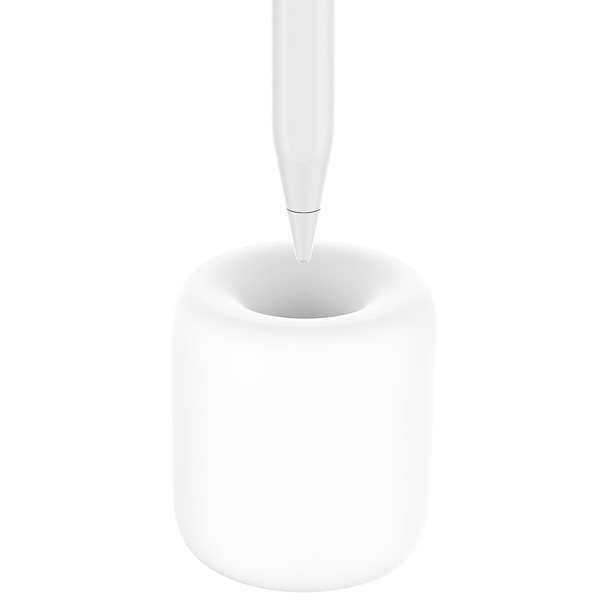 GeeRic Pencil Stand Compatible with Apple Pencil 1st, 2nd Generation, Elegant Holder with/Without Sleeve or Grip Durable Silicone Stand Tip Protection White