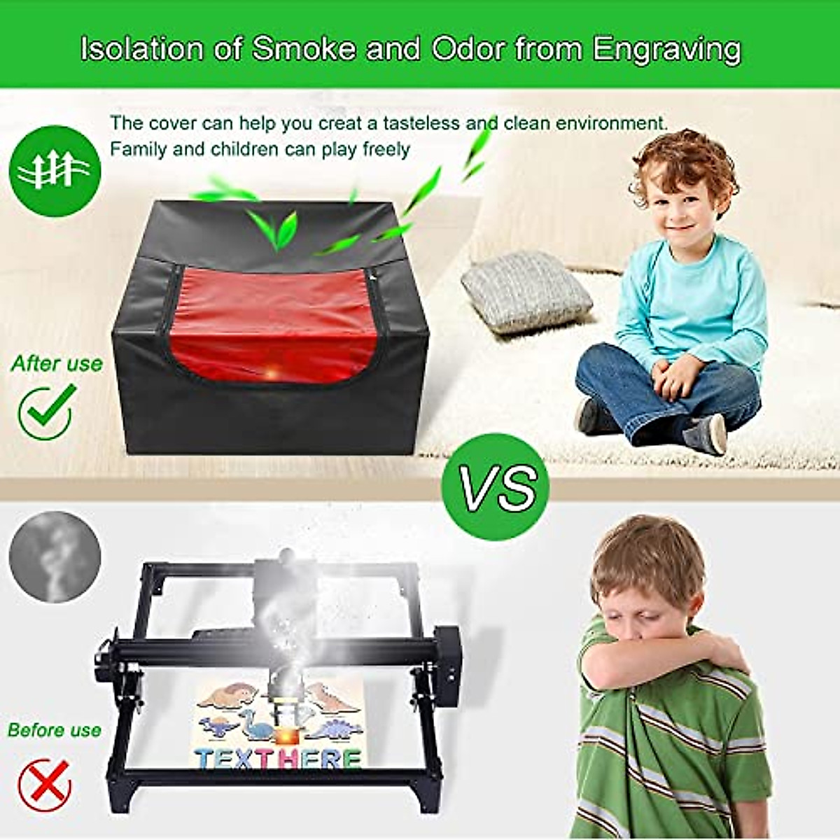 Esoilga Laser Engrave Enclosure with Vent, Fireproof Laser Engraving Machine Protective Cover with Exhaust Pipe and Exhaust Fan Compatible with xTool D1 Atomstack A5 ORTUR Aufero, Eye Protection