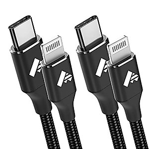 Aioneus USB C to Lightning Cable 3ft 2Pack, MFi Certified Type C to iPhone Cord Nylon Braided Fast Charging for iPhone 14 13 12 11 Pro Max Mini XR XS 8 SE iPad - Black