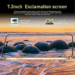 RAYPUR Unlocked Cheap Mobile Phones for i15 Ultra, Android 5G Global Version Smartphone, 7.3Inch Incell HD Capsule Screen, Multi-Language Support,Blue-1TB