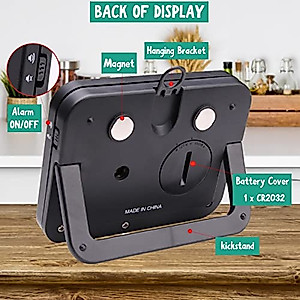 Searon Digital Countdown Kitchen Timer, 3.3" LCD Display, Quick Setting, Alarm On/Off LED Flashing Alarm, Magnets and Stand for Cooking Classroom Kids Homework Fitness