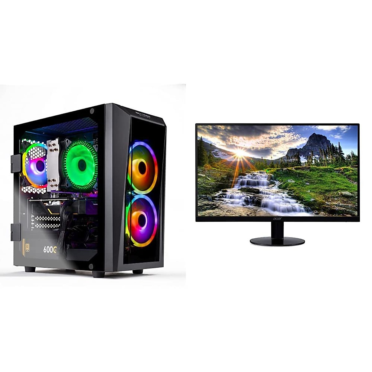 Skytech Blaze II Gaming PC Desktop – Intel Core i3 10105F 3.7 GHz, GTX 1650, 500GB SSD, 16G DDR4 & Acer 21.5 Inch Full HD (1920 x 1080) IPS Ultra-Thin Zero Frame Computer Monitor (HDMI & VGA Port)
