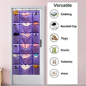 ANIZER Over The Door Hanging Shoe Rack Organizer with 6 Extra Large and 12 Large Fabric Pockets Shoe Holder for Home Storage (PURPLE)