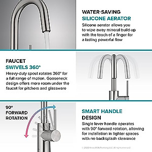 KRAUS Oletto Single Handle Kitchen Bar Faucet with QuickDock Top Mount Assembly in Brushed Brass, KPF-2600BB, 12 1/2 Inch