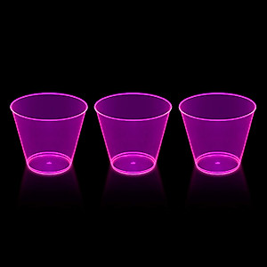 Party Essentials Hard Plastic 9-Ounce Party Cups and Old Fashioned Tumblers, Neon Pink, 25-Count