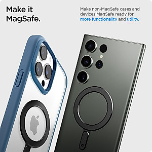 Spigen Magnetic Ring Plate (MagFit) Adapter for Magsafe Stickers with EZ-Fit Kit [Add MagSafe Compatibility to Non-MagSafe Case] 1 Pack - Black