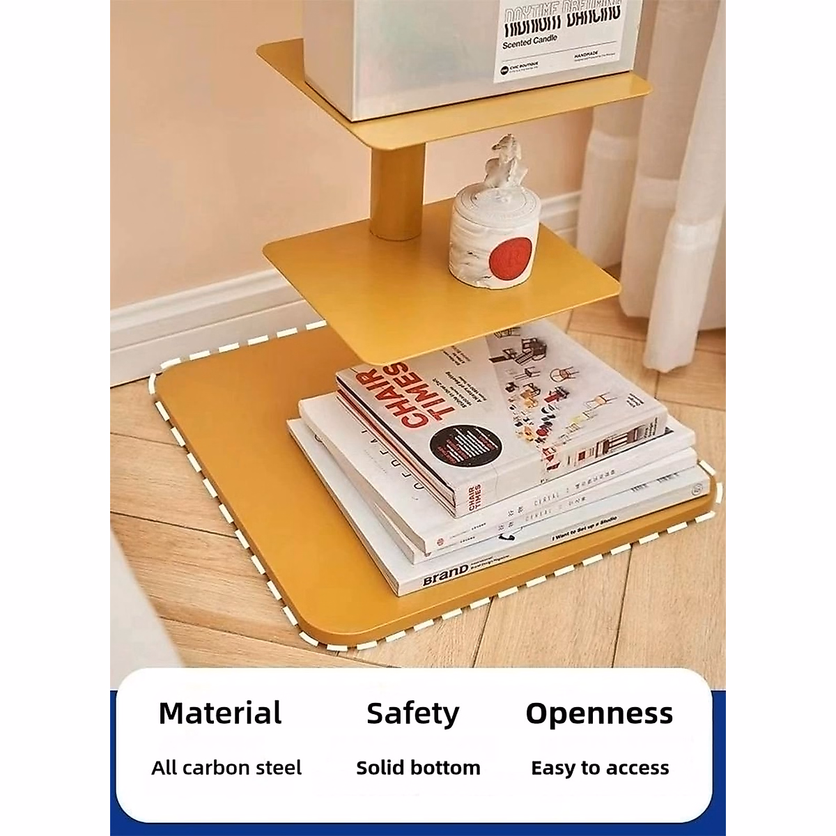 YCHMYYXGS 9 Tier Spine Bookshelf, Rotating Bookshelf, Height-Adjustable Rotating Vertical Spine Book Tower, for Living Room, Bedroom, Study Room, Home Theater, etc (Yellow)