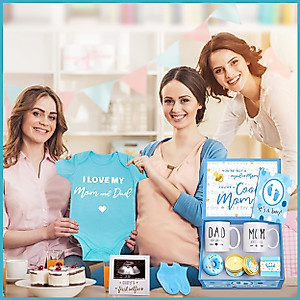 ShinnyWis 2024 New Mom Gifts for Women- Announcements Pregnancy Gifts for First Time Moms, Gender Reveal Gifts for New Parents Mom and Dad Mugs-11oz Coffee Mug Set (Blue)