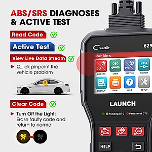 Launch CR629 OBD2 Scanner ABS SRS Scan Tool with Active Test, 3 Service Oil/SAS/BMS Reset Tool, Full OBD2 Functions Car Code Scanner, Lifetime Free Update (More Powerful Than Launch CR529, CRP123X)