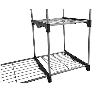 FLOYINM Wardrobe Steel Tube Cloth Wardrobe Clothes Storage Wire Shelf Closet Organizer 2-Tier Easy to Assemble