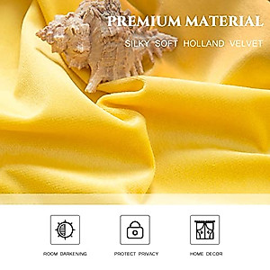 Tony's collection Christmas Yellow Velvet Curtains, Super Soft Room Darkening Insulated Small Window Drapes for Bedroom Living Room Dining Shower Backdrop(34x63 Inch, Yellow, 2 Panels)