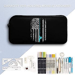 Fishing American Flag Teen Adult Pencil Case Large Capacity Pen Pencil Bag Durable Storage Pouch