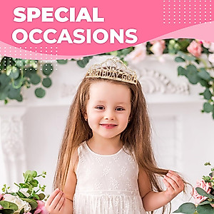 Papoopy Birthday Tiara and Crown with Sash for Women, Hair Accessories for Wedding Party Costume (A1 - Gold)