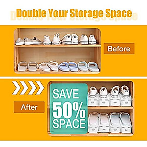 Neprock Shoes Organizer for Closet,Upgraded Shoe Slots Organizer 50% Space Saver Shoe Storage,Adjustable Shoe Stacker Shoe Rack Holder for Closet Organization,Organizadores De Zapatos(20-Pack)(White)