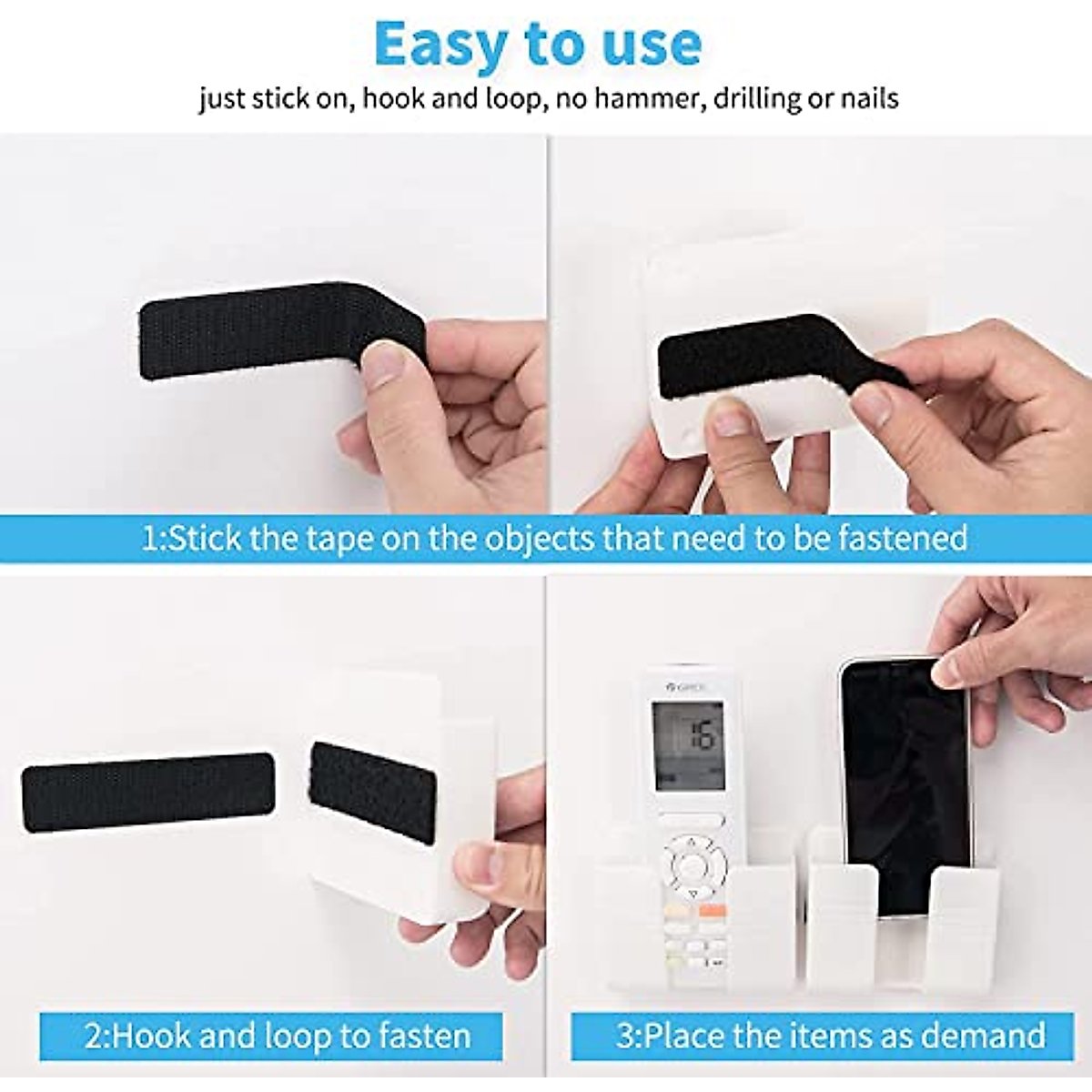 Art3d 16 Sets Hook and Loop Tape Sticky Back,1 in.x 4 in. Double-Sided Command Adhesive Strip Heavy Duty