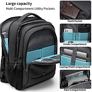 DUSLANG Travel Laptop Backpack Business Work Anti Theft Slim Durable Colleague Backpack with USB Charging Port Fits 17/ 15.6/ 14 / 13 Inch Laptop Bookbag for Boys Girls Man Woman