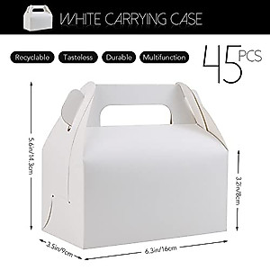 Bercoor 45 Pack Party Treat Box Candy Cake Gift Favor Snack Goody Cardboard Bags for Birthday Party Gift Giving Wedding Party Favors Baby Shower, 6.3 x 3.5 x 3.1 Inch (White)