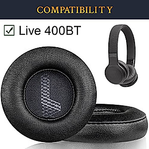 SOULWIT Replacement Ear Pads for JBL Live 400BT/Live 400 BT On-Ear Wireless Headphones, Earpads Cushions with Softer Protein Leather, Noise Isolation Foam - Black