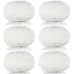 6 Rolls 1182 Yards Velvet Chenille Yarn Polyester Blanket Yarn Fuzzy Crochet Yarn Fluffy Soft Yarn Thick Yarn for Crocheting for DIY Bulky Weaving Crafts, 197 Yd, 3.53 Oz Each Roll (White)