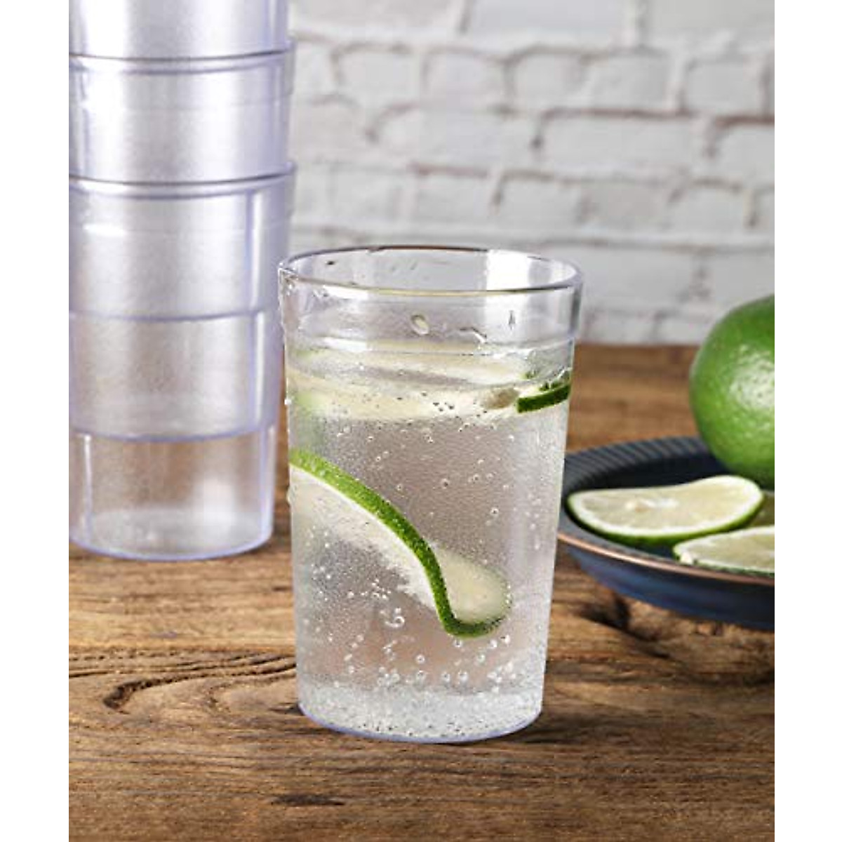 New Star Foodservice 46649 Tumbler Beverage Cup, Stackable Cups, Break-Resistant Commercial SAN Plastic, 8 oz, Clear, Set of 12