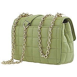 Michael Kors Ladies Soho Small Leather And Chain Shoulder Bag - Light Sage