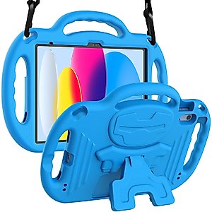 LTROP Kids Case for iPad 10th Generation 10.9 Inch 2022, iPad 10.9 Case 10th Generation, with Shoulder Strap, Durable Light Weight Handle Stand Child-Proof Bumper Case for iPad 10th Gen 2022, Blue