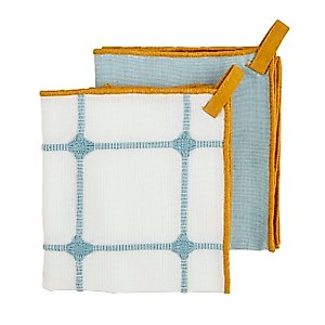 Mud Pie Green Stitched Edge Towels, 26" x 16 1/2"