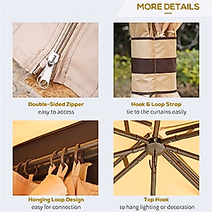 AFLHYJK 10' X12' Patio Gazebo Canopy with 2-Tier Soft Top Roof and Steel Frame,Outdoor Gazebo with Mesh Netting Sidewalls