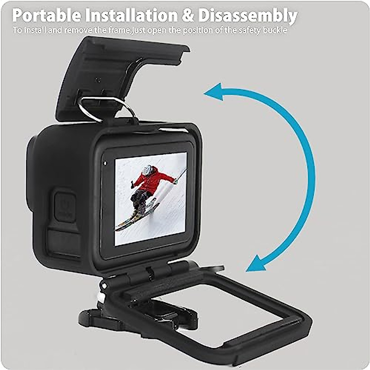 FitStill Protective Accessories Kit Frame Mount Housing Case Compatible with Go Pro Hero 9/10/11 Black,Charged Directly,Vlog Cage Case with Side Cover & Lens Caps &Quick Pull Movable Socket and Screw