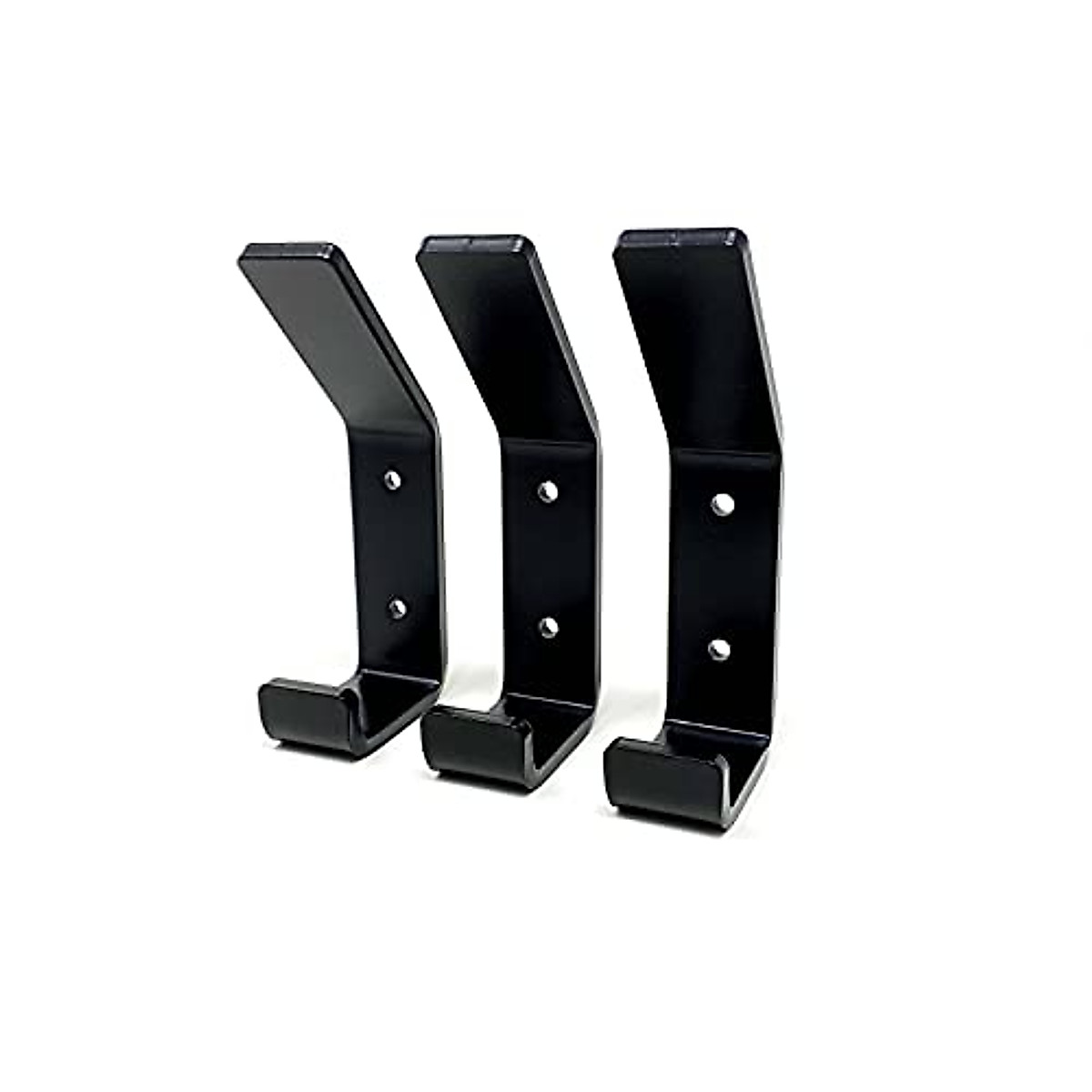 Bold MFG & Supply Metal Double Hook (3 Pack) - Modern, Industrial, Farmhouse, Black Hook, Steel Wall Slant Hook, Coat Hooks, Utility Bent Hook