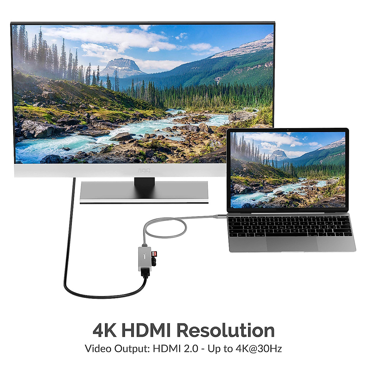 Sabrent 5 in 1 USB C Multi-Port HUB + USB Type-C Dual HDMI Adapter