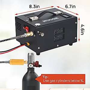 NUOGE Pcp Air Compressor 4500Psi 30Mpa Powered by Car 12V Dc or Home 110V Ac W/Converter Paintball/Scuba Tank Compressor Pump