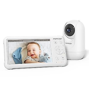 Momcozy Video Baby Monitor, 1080P 5" HD Baby Monitor with Camera and Audio, Infrared Night Vision, 5000mAh Battery, 2-Way Audio, Temperature Sensor, Lullabies and 960ft Range, Ideal for New Moms