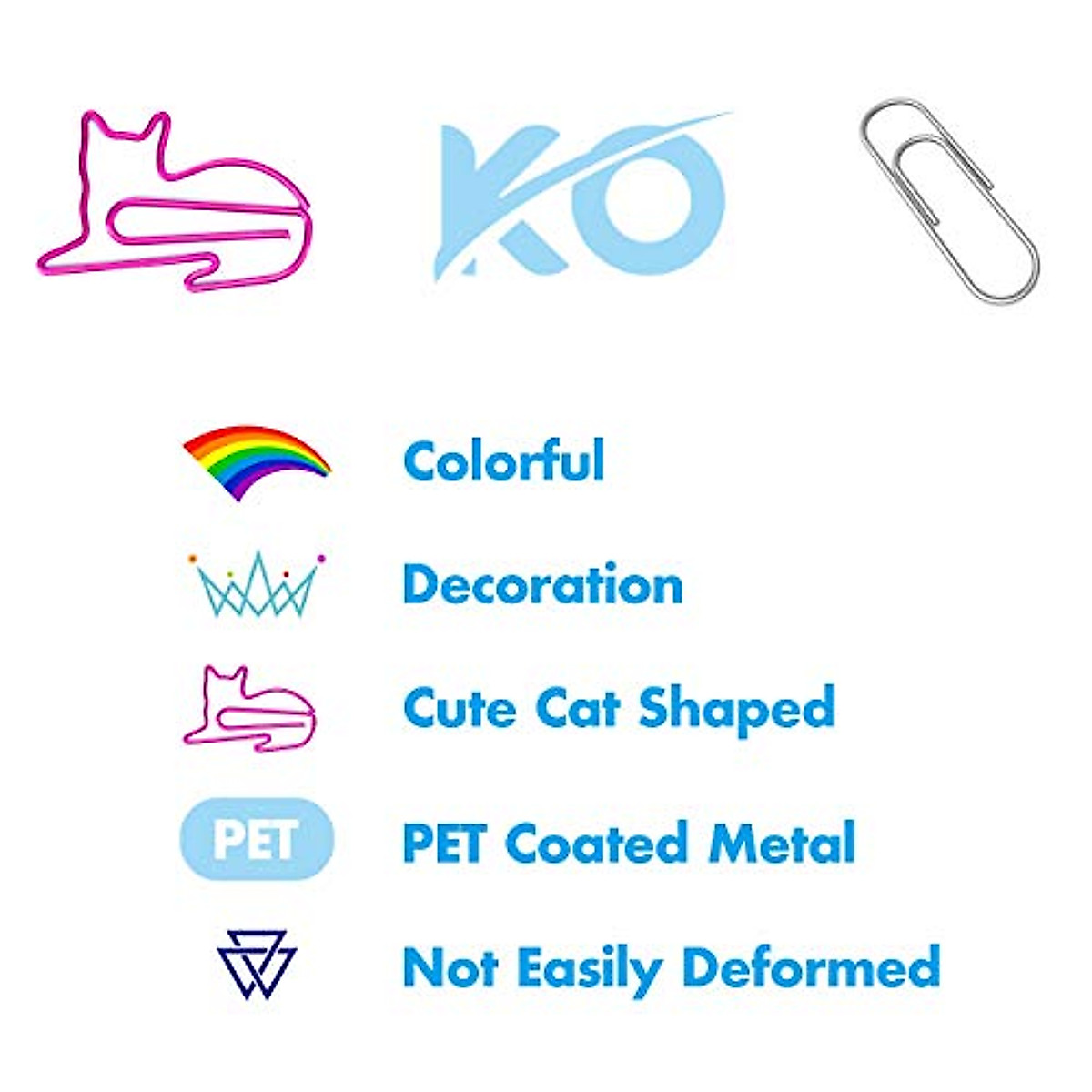 78 Pcs Adorable Cat Animal Shaped Paper Memo Clips Bookmark Assorted Colors in Gift Box for Students, Kids, Teachers