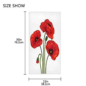 Pfrewn Flowers Poppy Towels for Bathroom 16x30 in Spring Summer Flowers Floral Hand Soft Absorbent Small Bath Towel Kitchen Dish Guest Towel Home Bathroom Decorations
