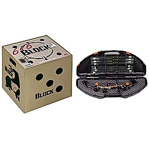 Field Logic Block 6-Sided Arrow Archery Target with Polyfusion Technology, Black, 18 x 18 x 16 (B56700) and Flambeau Outdoors 6461SC Safe Shot Bow Case, Portable Bow Storage,Black