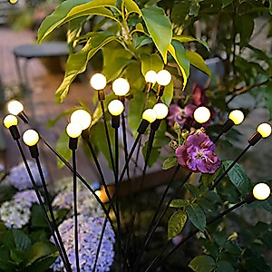 ANGMLN Outdoor Solar Garden Lights, 24 LED 2 Pack Firefly Lights, Waterproof Swaying Light Yard Landscape Decorative Lights Patio Pathway Decoration Gifts for Mom Family Friends