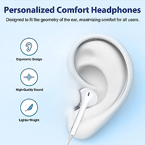 Aolcev USB C Wired Headphones, Type C Earphones with Mic, Type C Earbuds Compatible with Most USB C Devices, Earbuds for Samsung Galaxy Z Flip 5/4 Z Fold 5/4 S23 Ultra/S22, Earbuds, White