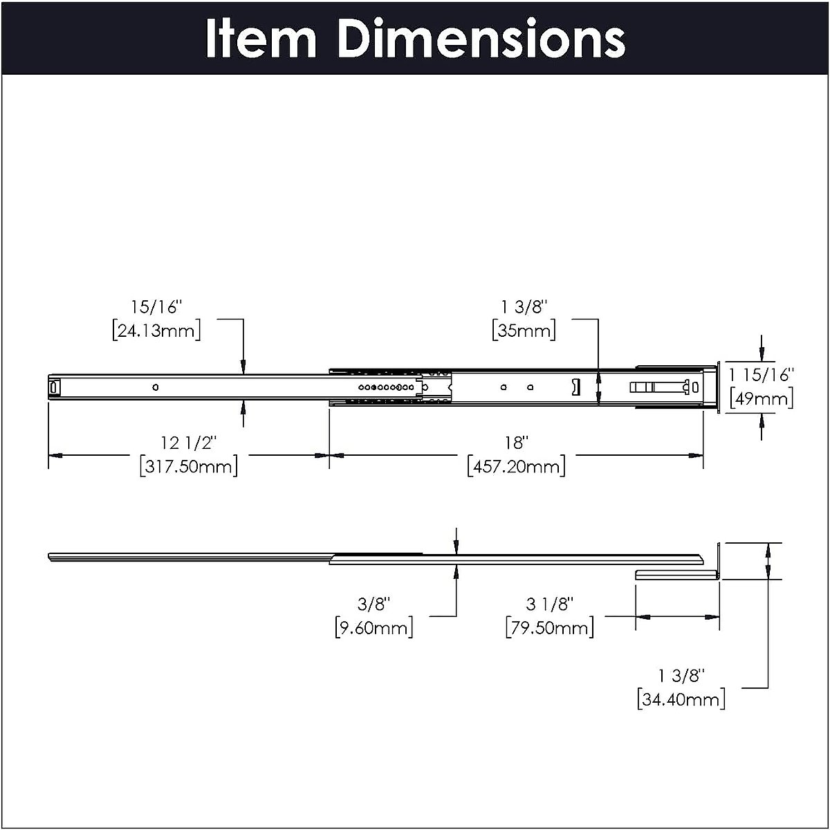 Hickory Hardware Bottom Centered Drawer Mount,Not Compatible with Side Mount Drawers,Heavy Duty Center Drawer Slide for Cabinet & Dresser Drawers,Easy Open & Soft Close Glide Track,16 Inch,P1029/16-2C