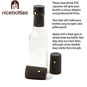 nicebottles Shrink Capsules, Black, 28x50mm, Pack of 30 - Compatible with NiceBottles 5oz & 10oz Woozy & Hot Sauce Bottles